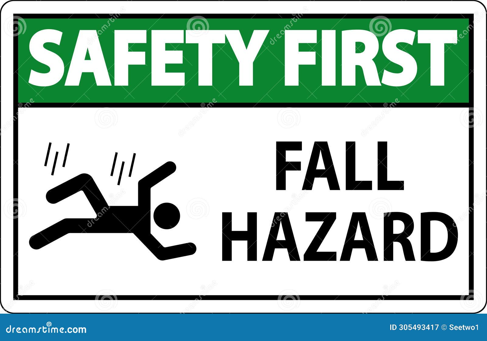 Safety First Sign, Fall Hazard Stock Vector - Illustration of dangerous ...
