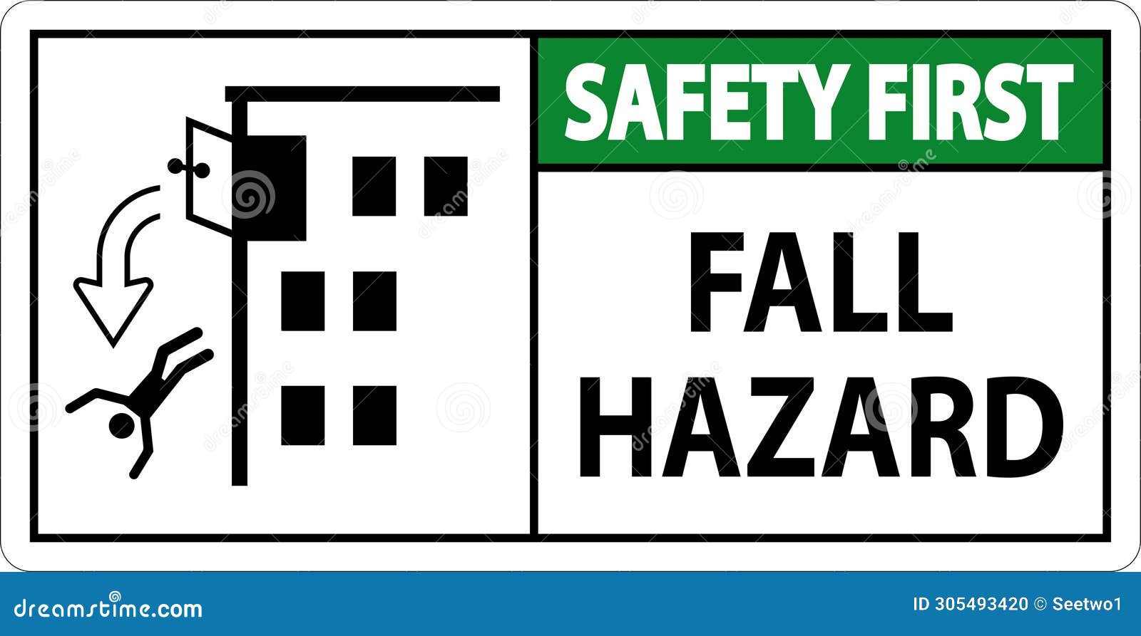 Safety First Sign, Fall Hazard Stock Vector - Illustration of isolated ...