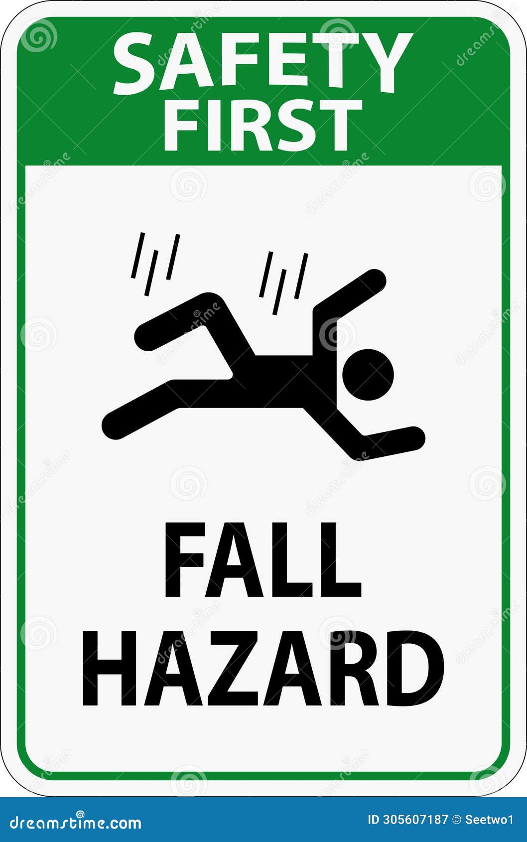 Safety First Sign, Fall Hazard Stock Vector - Illustration of danger ...