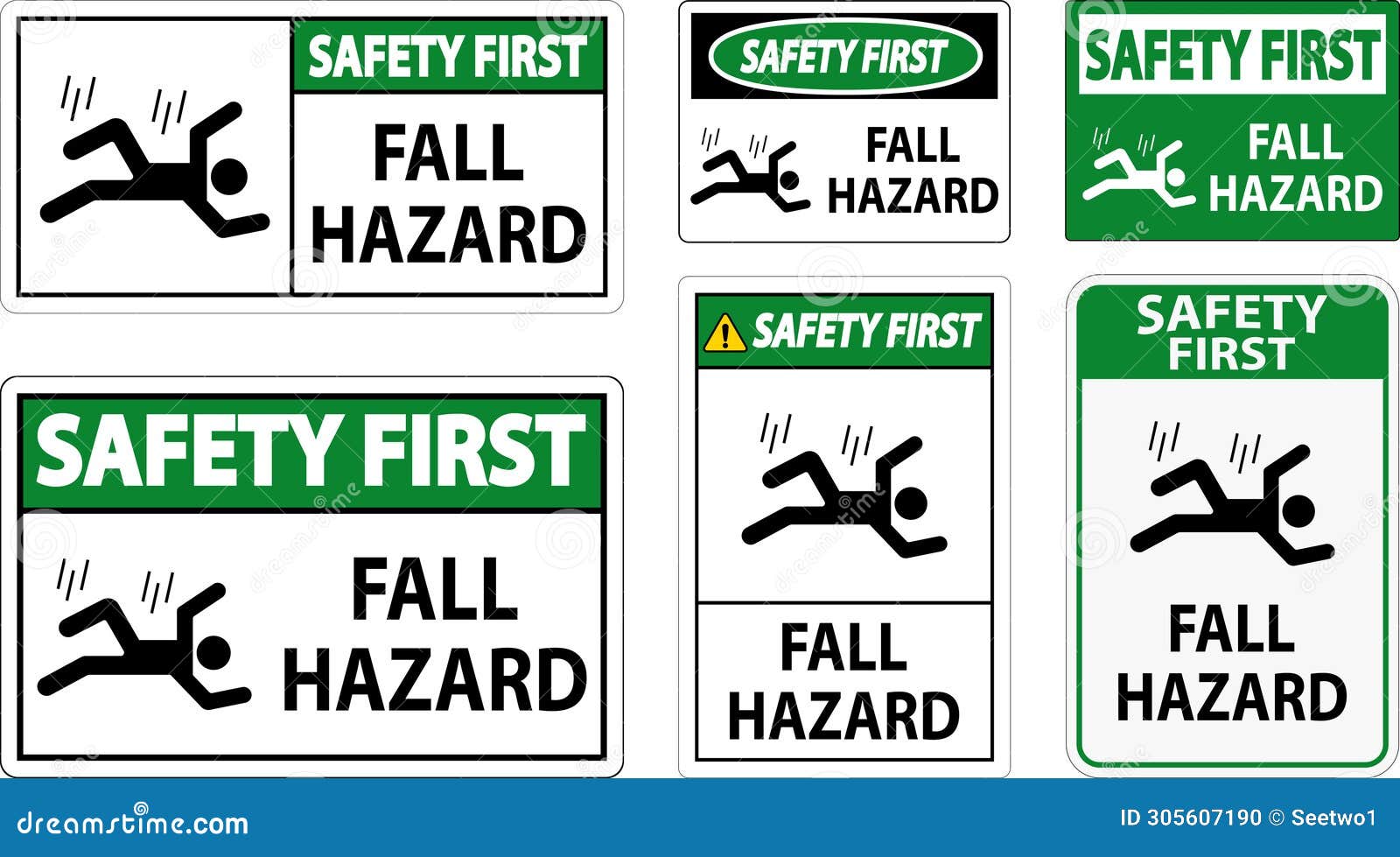 Safety First Sign, Fall Hazard Stock Vector - Illustration of pictogram ...