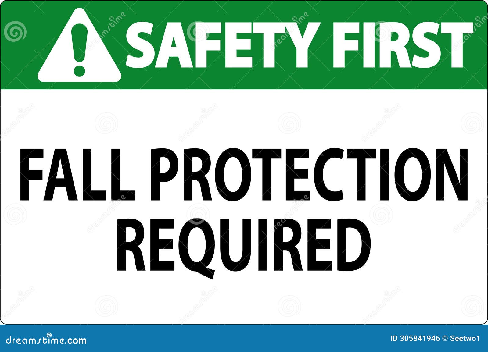 Safety First Sign, Fall Protection Required Stock Vector - Illustration ...