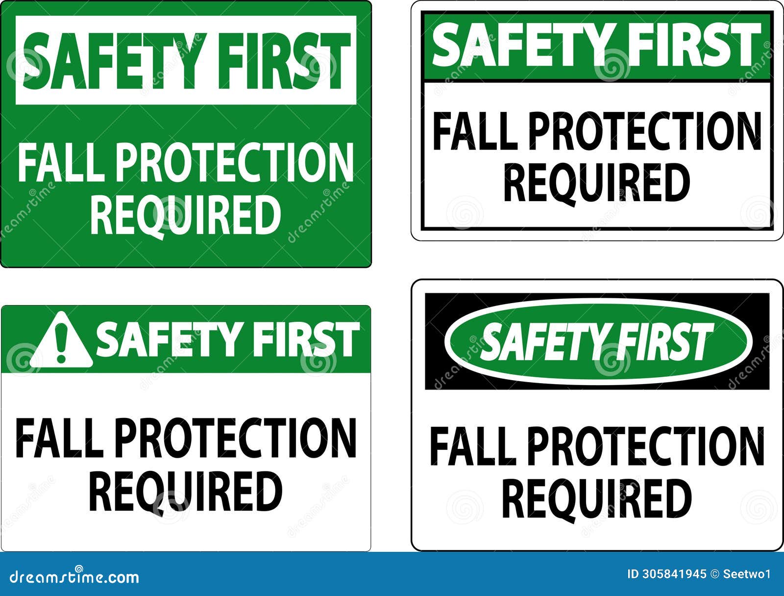 Safety First Sign, Fall Protection Required Stock Vector - Illustration ...