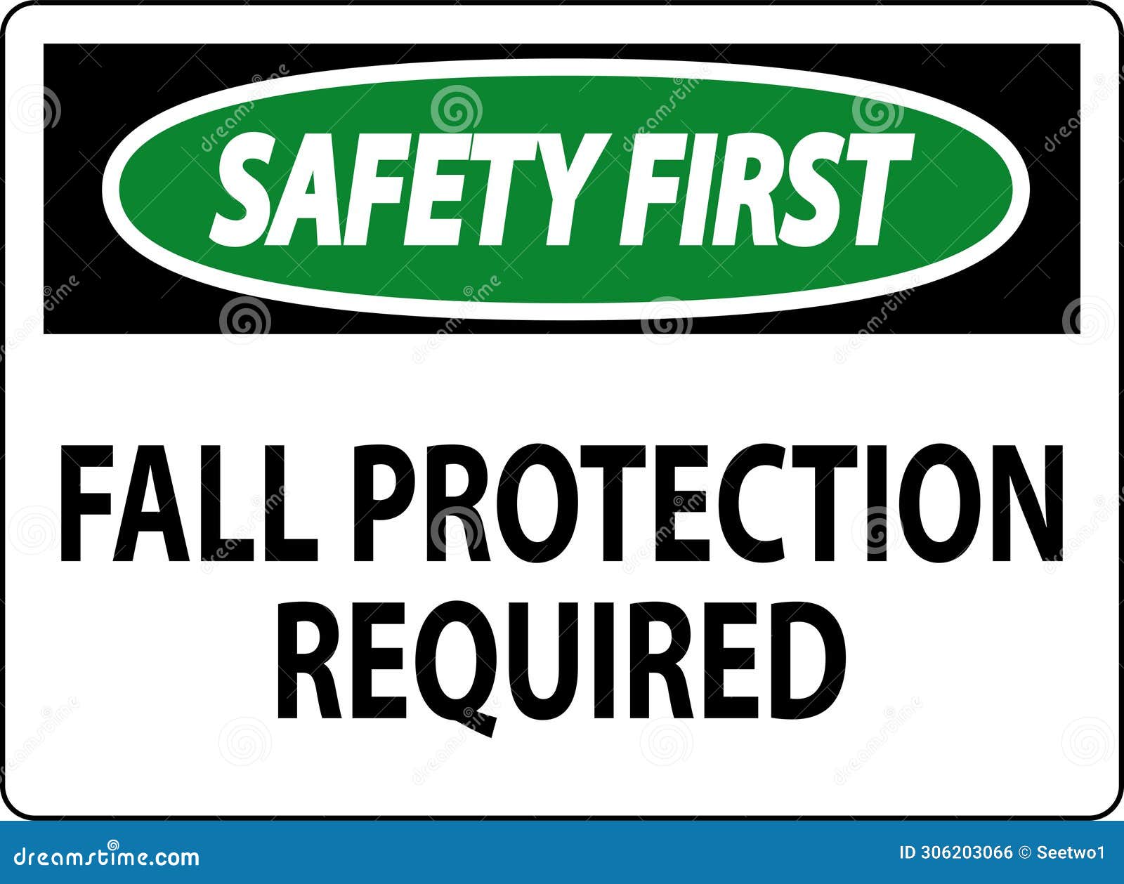 Safety First Sign, Fall Protection Required Stock Vector - Illustration ...
