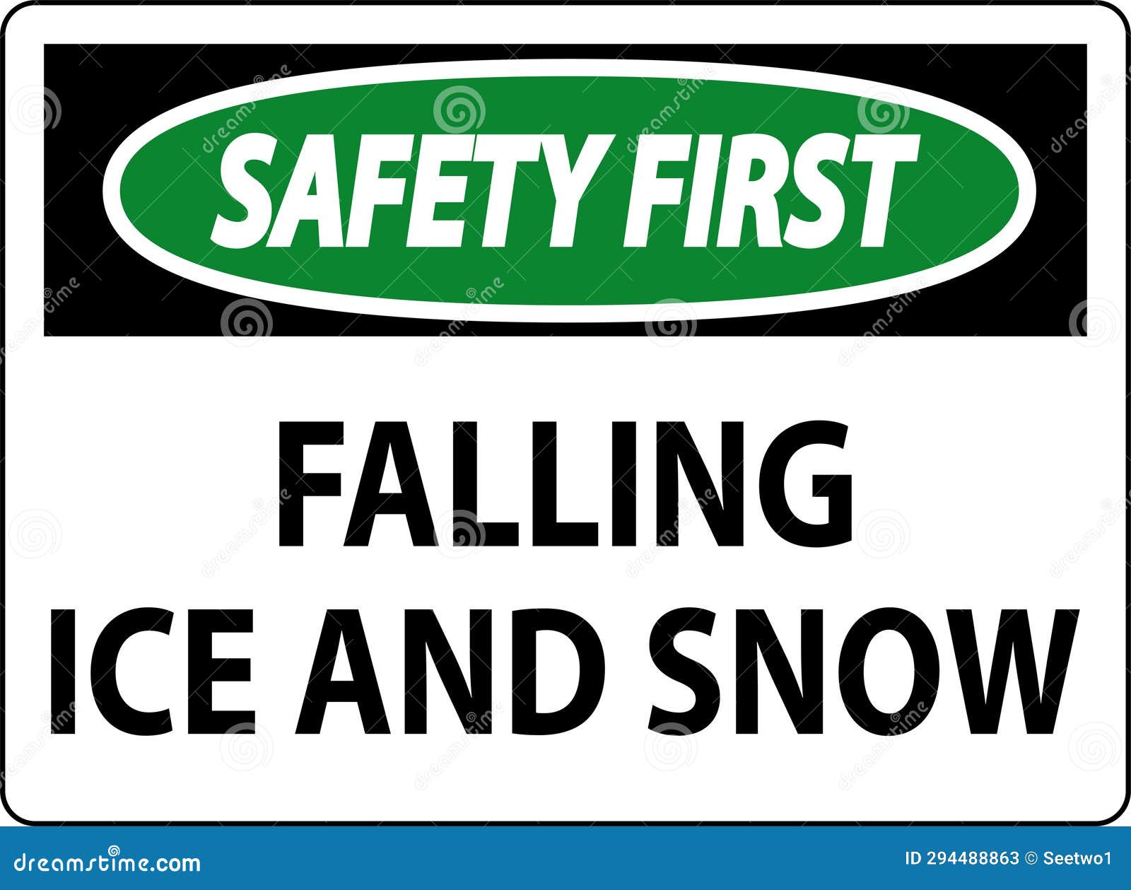 Safety First Sign Falling Ice and Snow Stock Vector - Illustration of ...