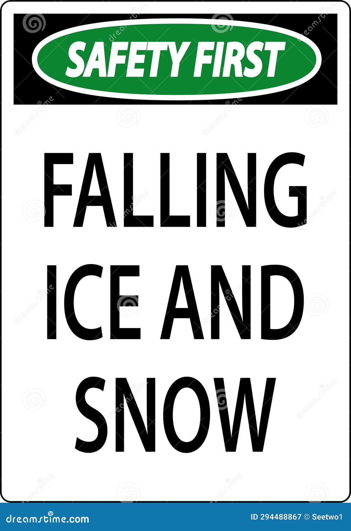 Safety First Sign Falling Ice and Snow Stock Vector - Illustration of ...