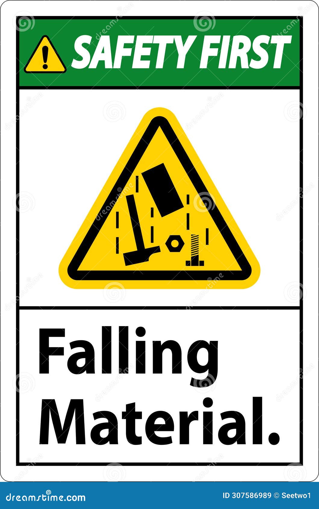 Safety First Sign, Falling Material Stock Vector - Illustration of ...