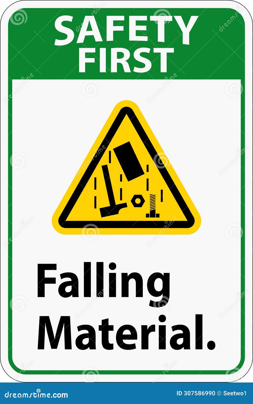 Safety First Sign, Falling Material Stock Vector - Illustration of ...