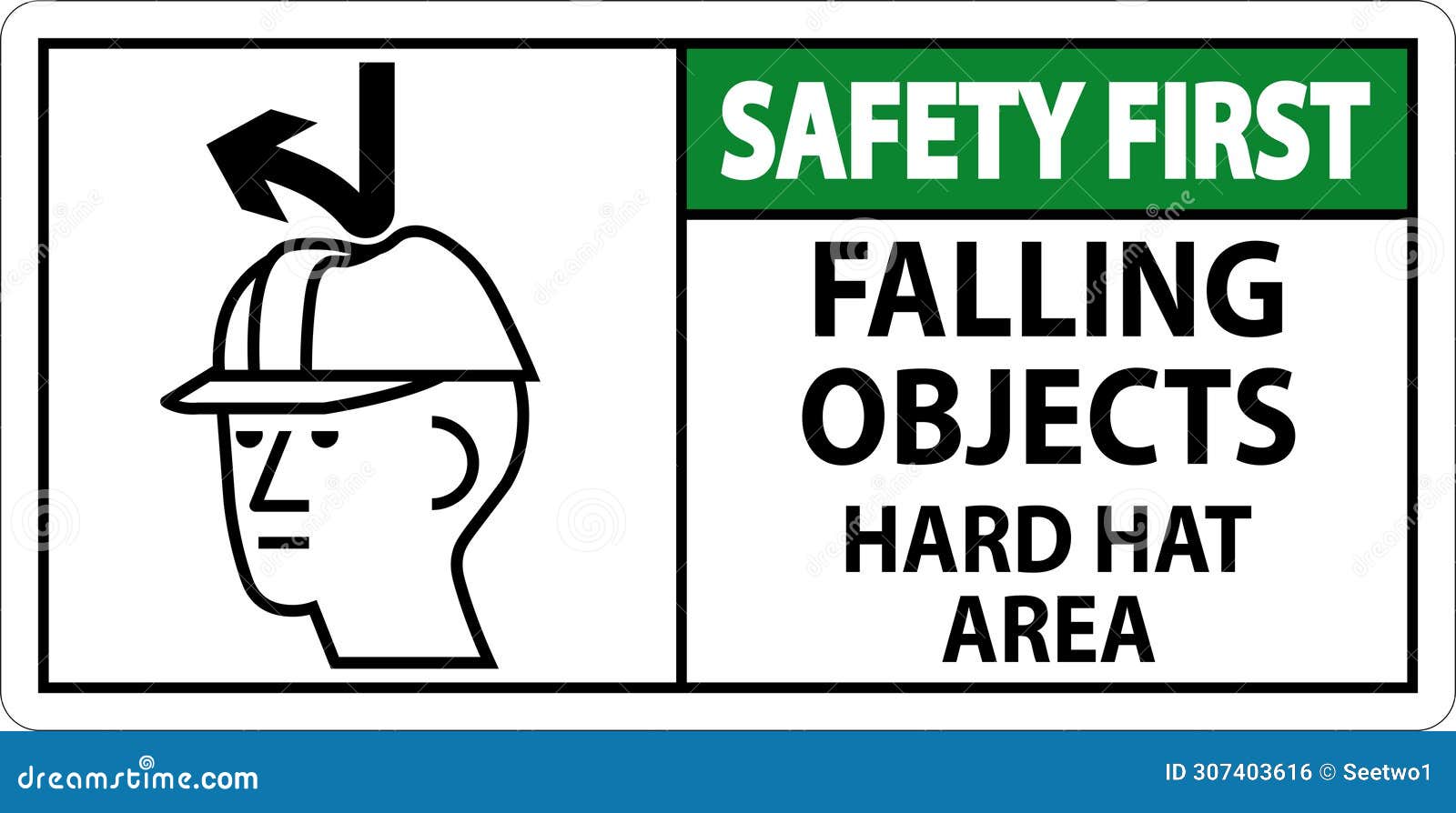 Safety First Sign, Falling Objects Hard Hat Area Stock Vector ...