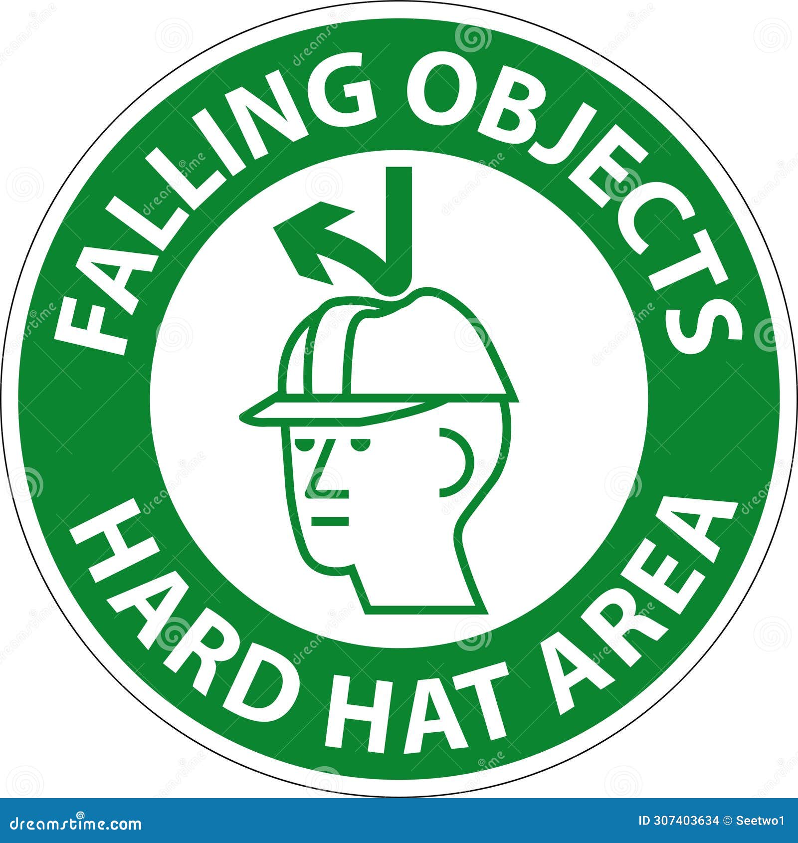 Safety First Sign, Falling Objects Hard Hat Area Stock Vector ...
