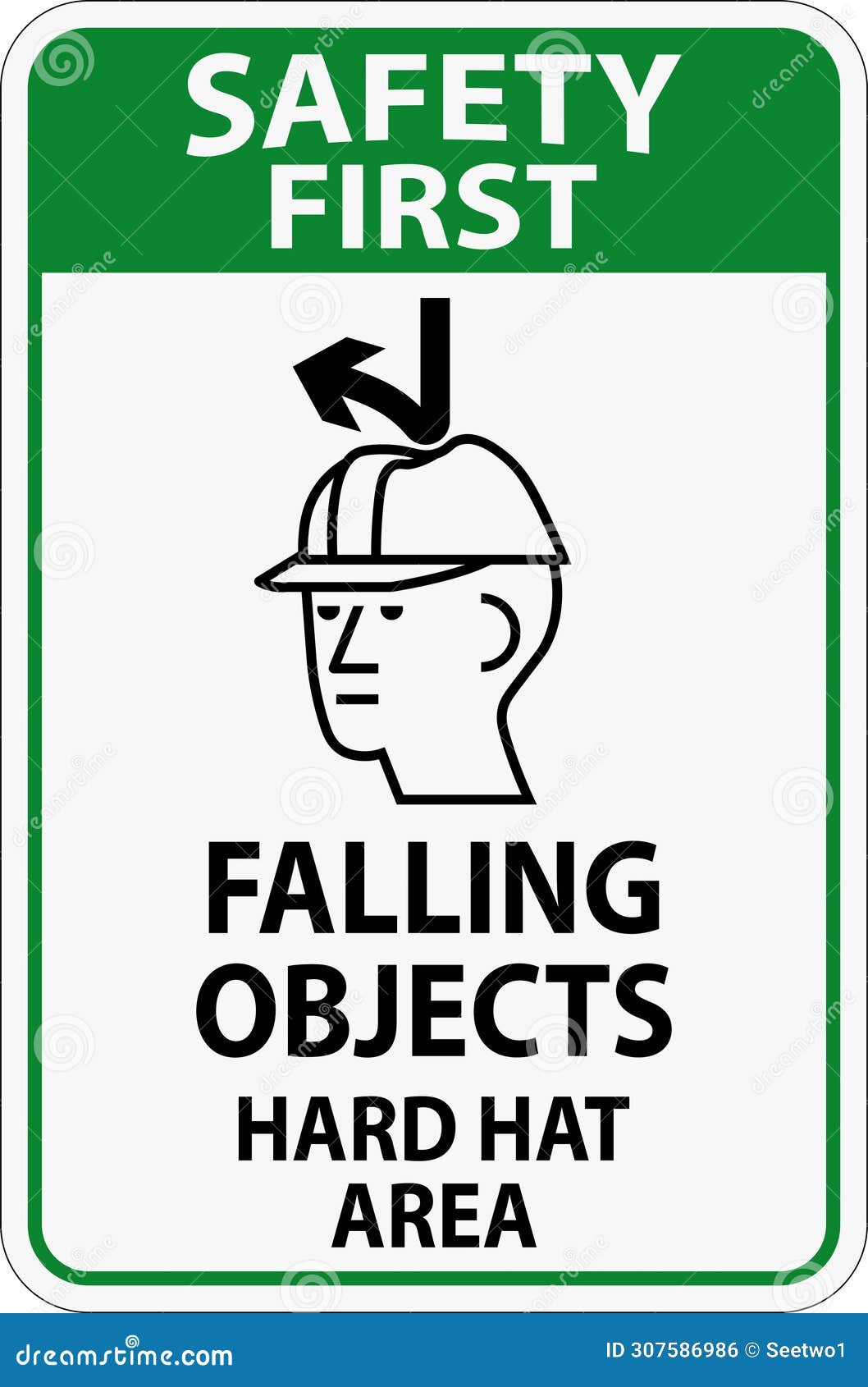 Safety First Sign, Falling Objects Hard Hat Area Stock Vector ...
