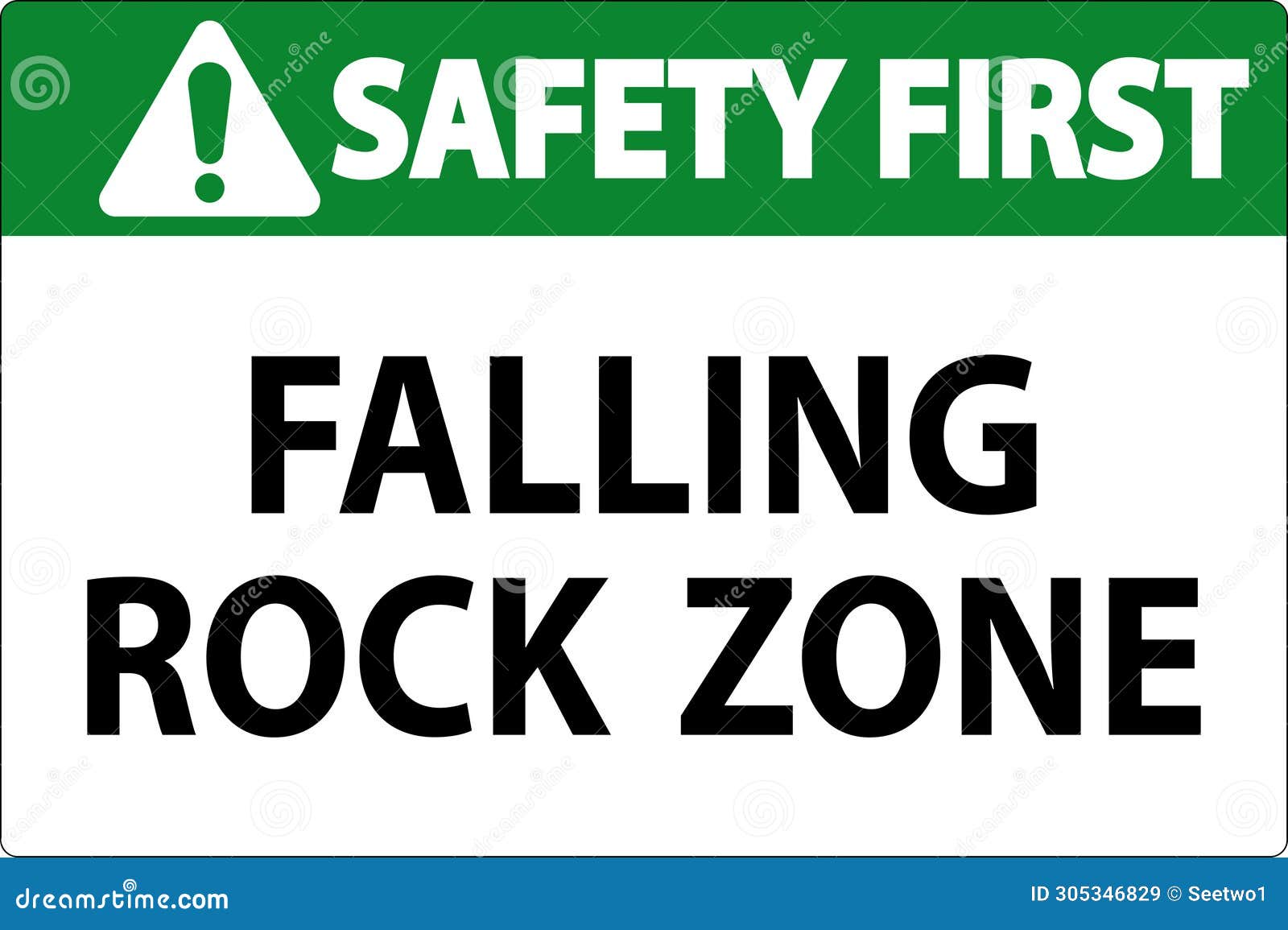 Safety First Sign, Falling Rock Zone Stock Vector - Illustration of ...