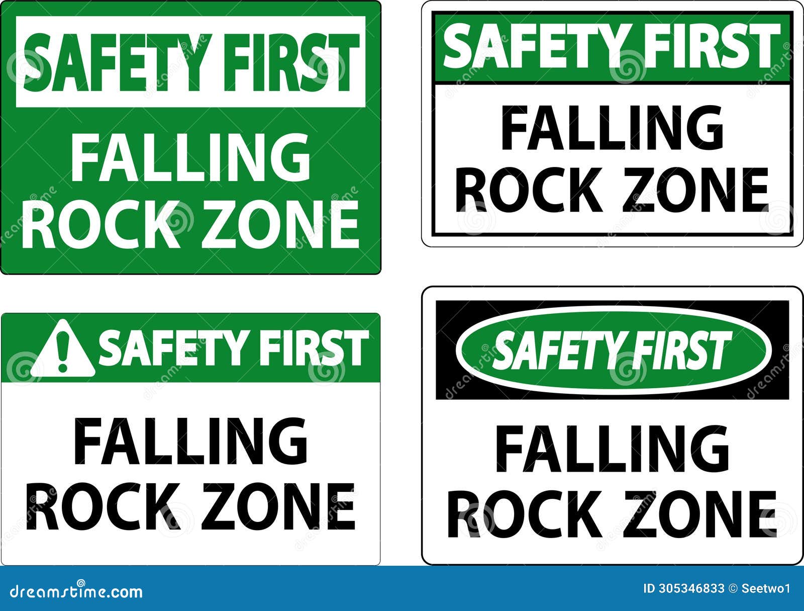 Safety First Sign, Falling Rock Zone Stock Vector - Illustration of ...