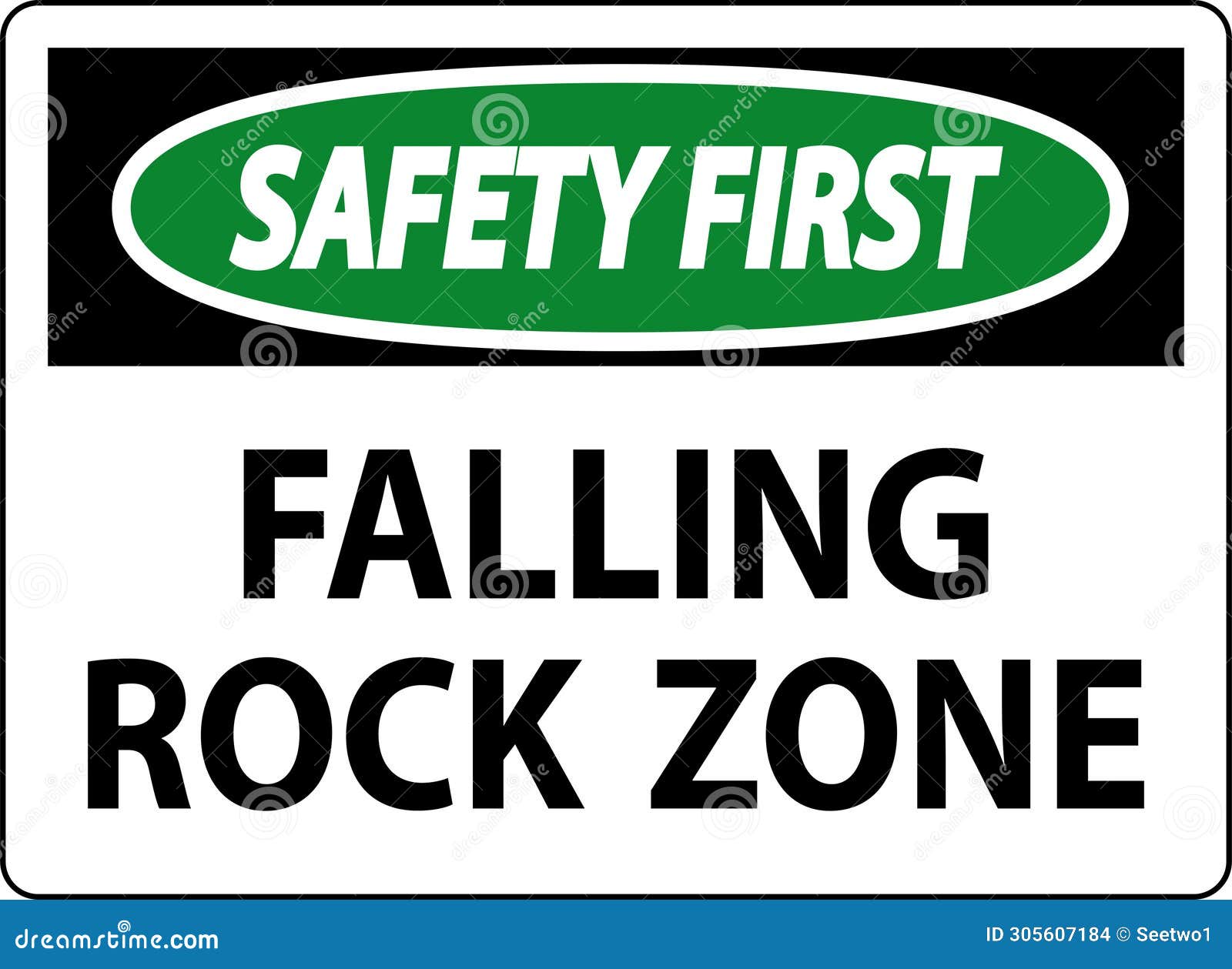 Safety First Sign, Falling Rock Zone Stock Vector - Illustration of ...