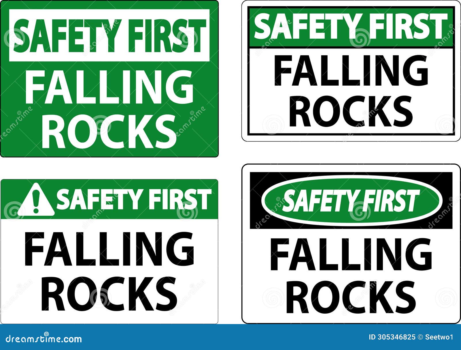 Safety First Sign, Falling Rocks Stock Vector - Illustration of highway ...