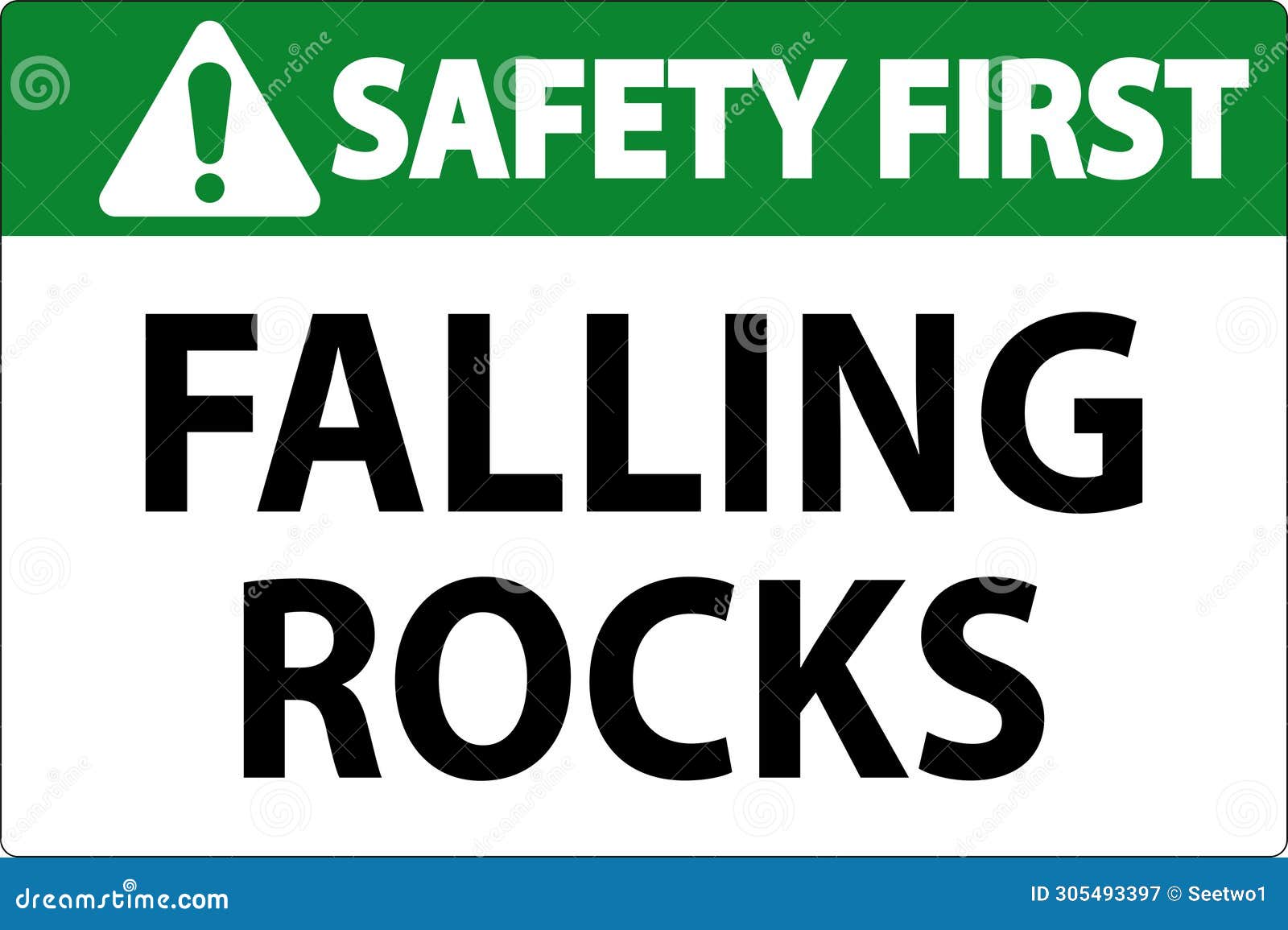 Safety First Sign, Falling Rocks Stock Vector - Illustration of ...
