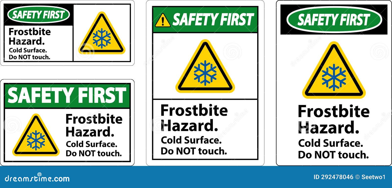 Safety First Sign Frostbite Hazard, Do Not Touch Cold Surface Stock ...