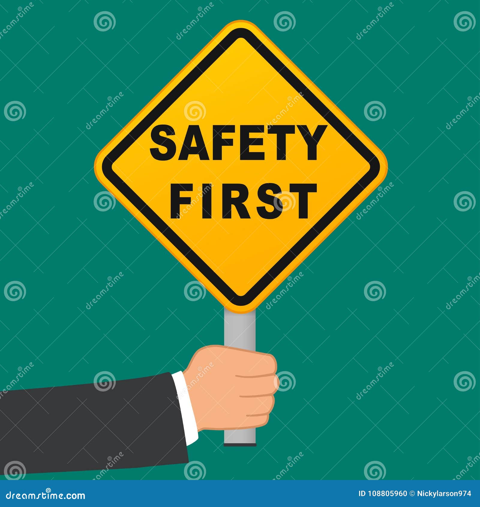 Safety First Sign in Hand Concept Stock Vector - Illustration of ...