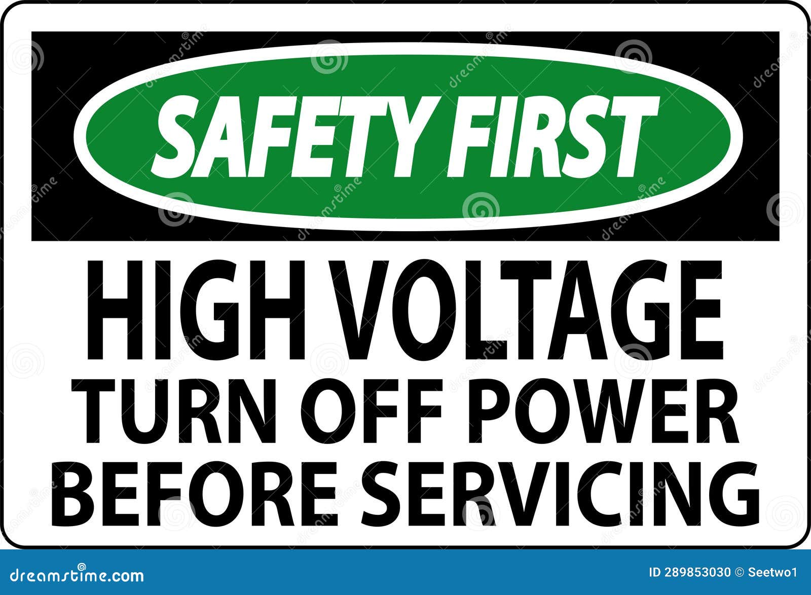 Safety First Sign High Voltage Turn Off Power before Servicing Stock ...