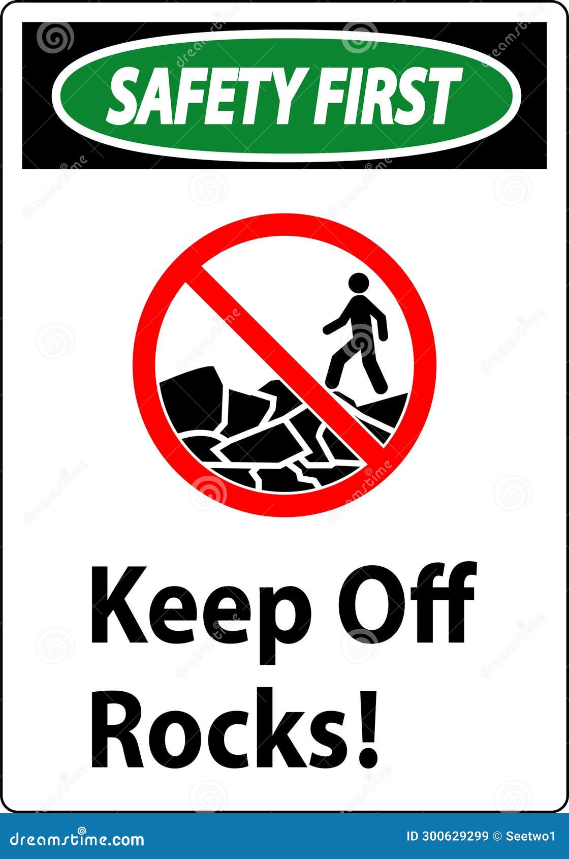 Safety First Sign Keep Off Rocks Stock Vector - Illustration of ...