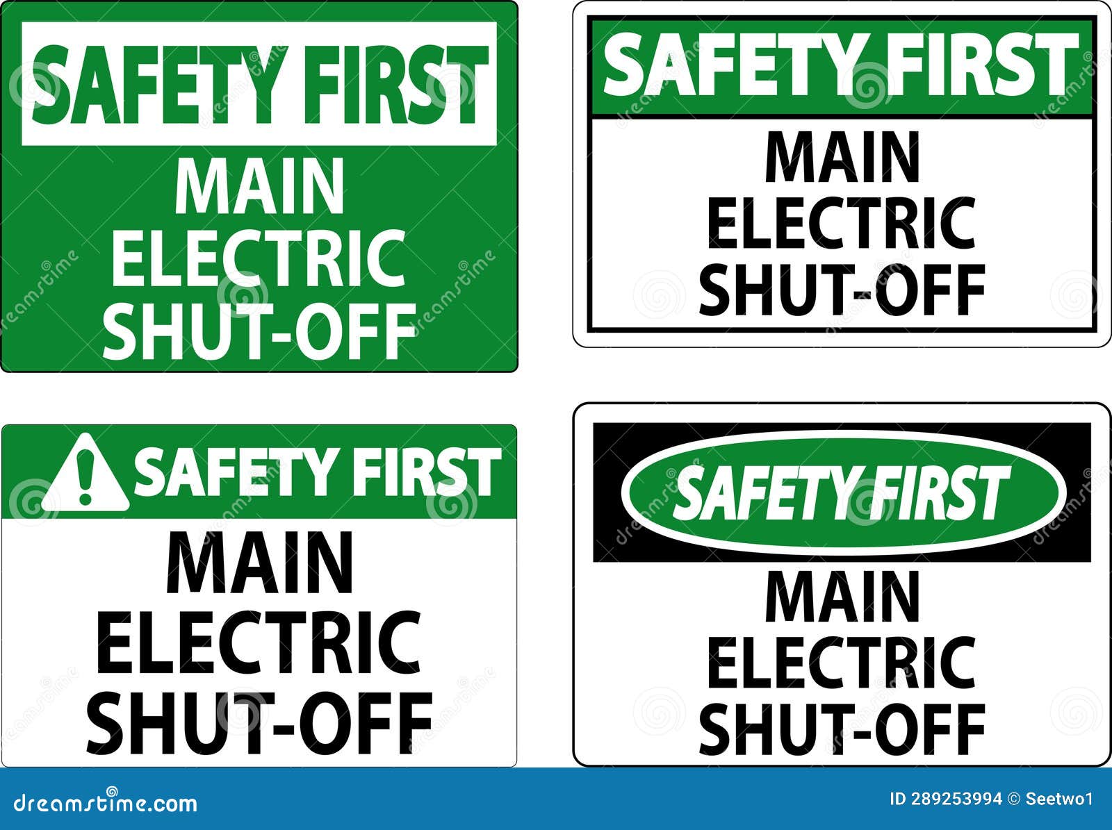 Safety First Sign Main Electric Shut-Off Stock Vector - Illustration of ...