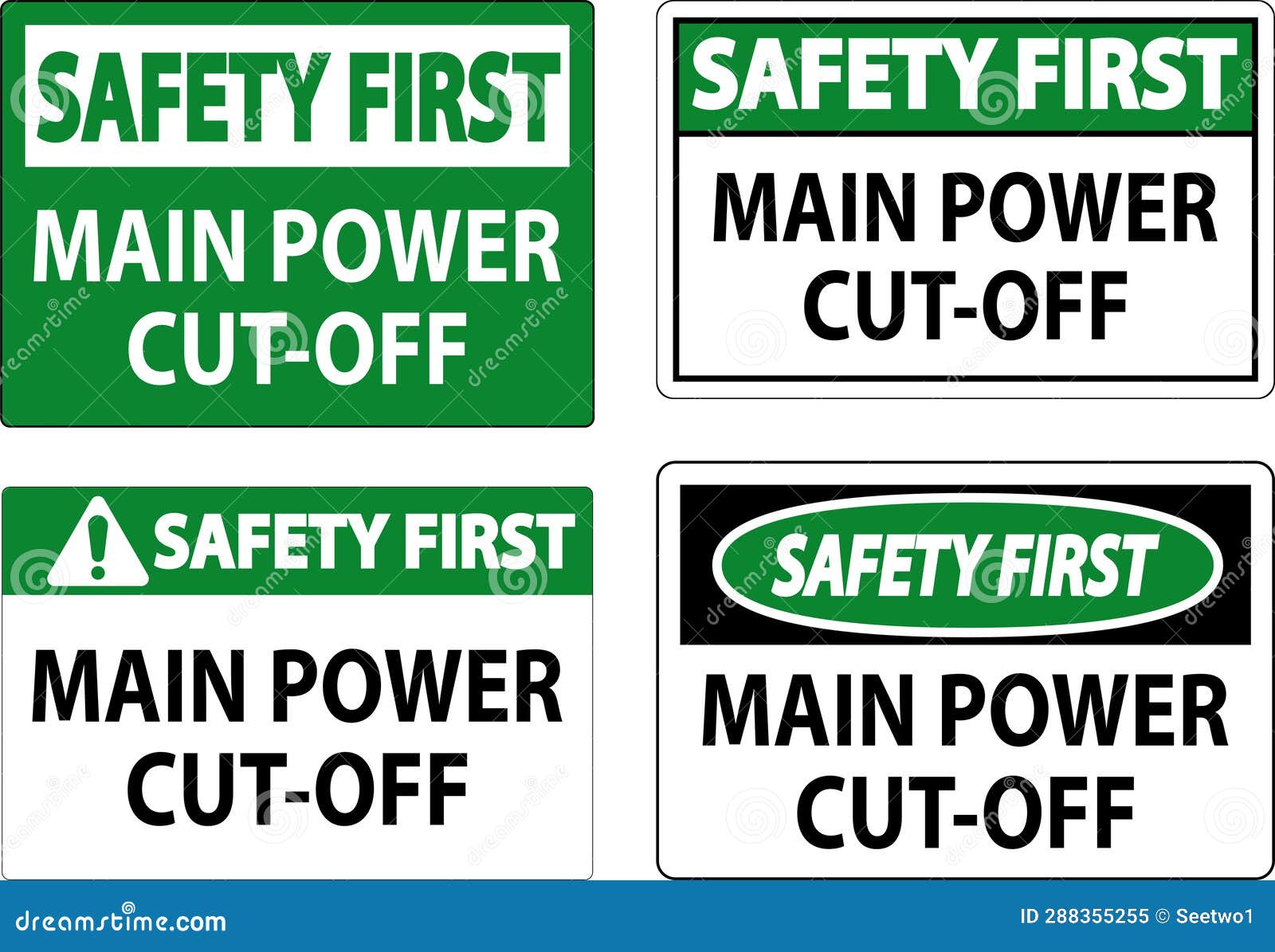 Safety First Sign Main Power Cut-Off Stock Vector - Illustration of ...