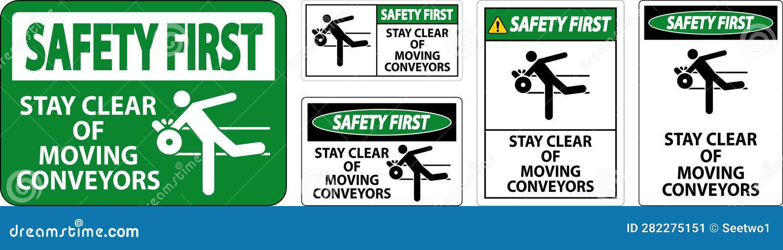 Safety First Sign Moving Conveyors Stay Clear Stock Vector ...