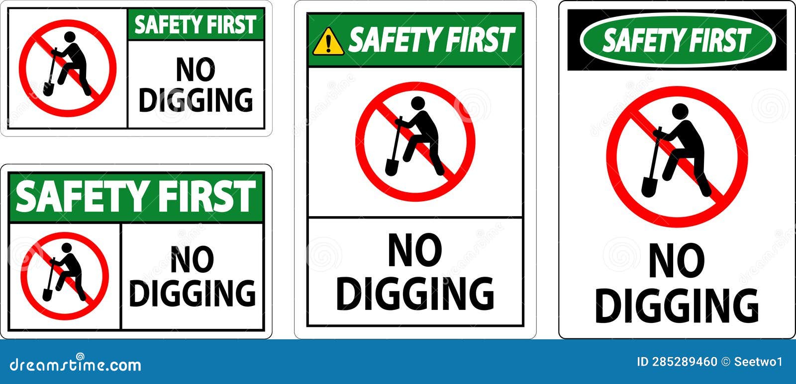 Safety First Sign, No Digging Sign Stock Vector - Illustration of ...