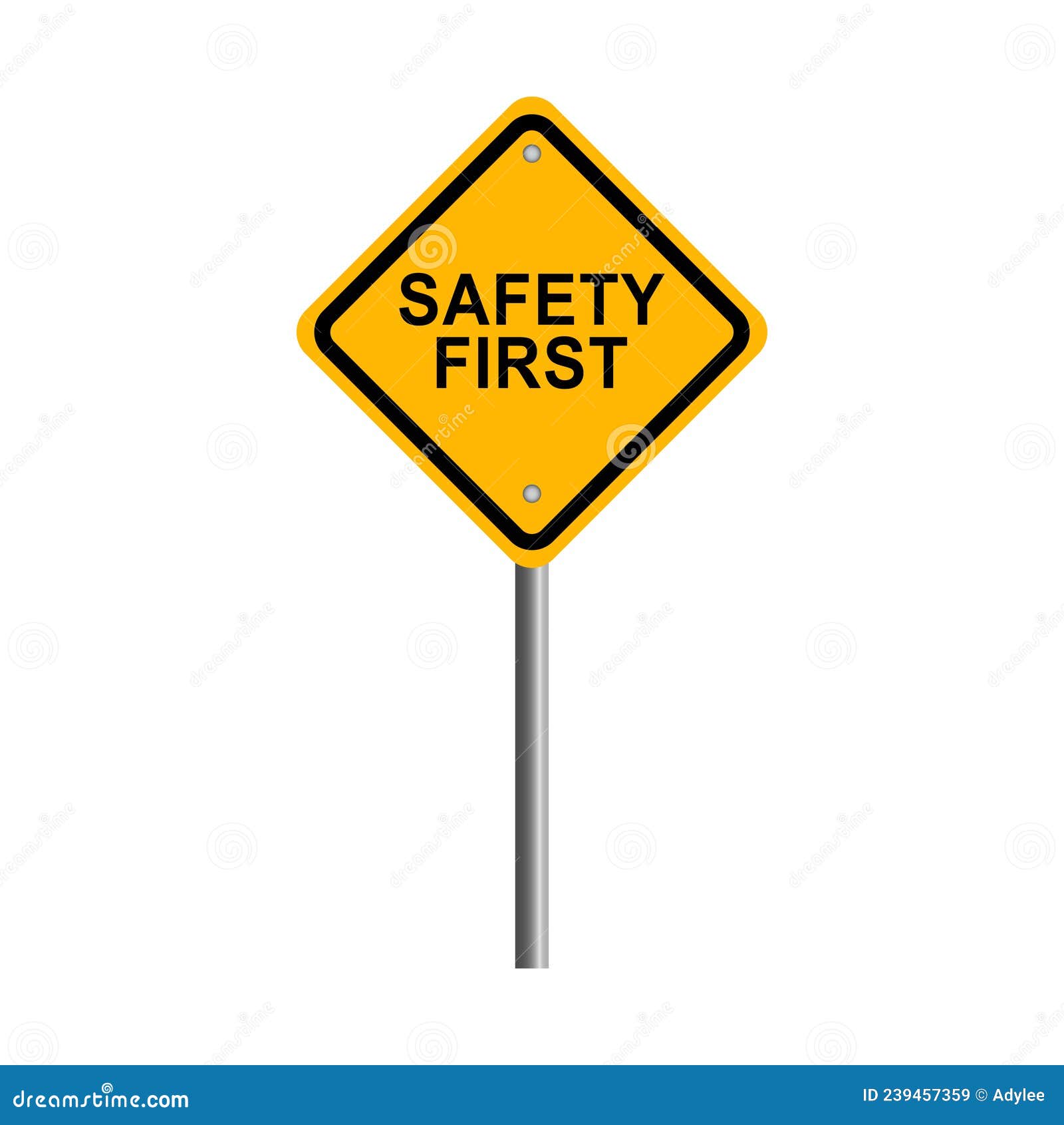 Safety First Sign with Pole Vector Flat Design Stock Vector ...