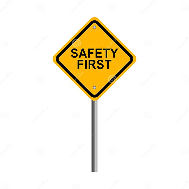 Safety First Sign with Pole Vector Flat Design Stock Vector ...
