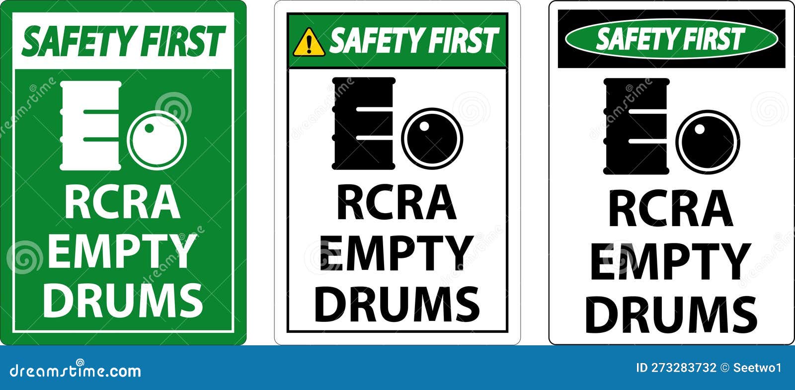 Safety First Sign RCRA Empty Drums on White Background Stock Vector ...