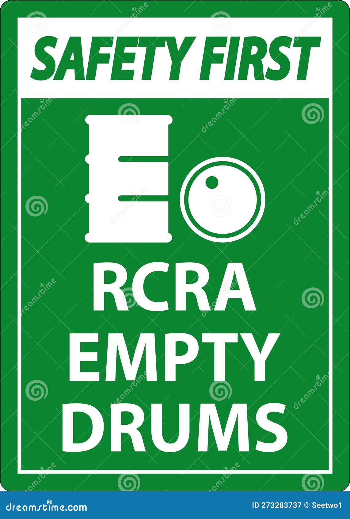 Safety First Sign RCRA Empty Drums on White Background Stock Vector ...