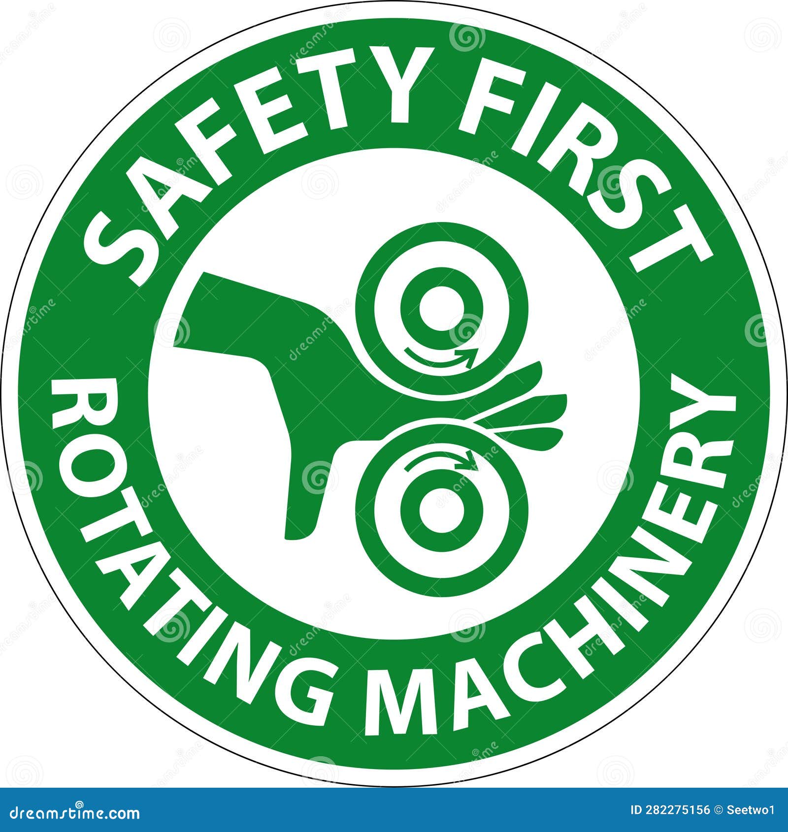 Safety First Sign Rotating Machinery Keep Hands Away Stock Vector ...