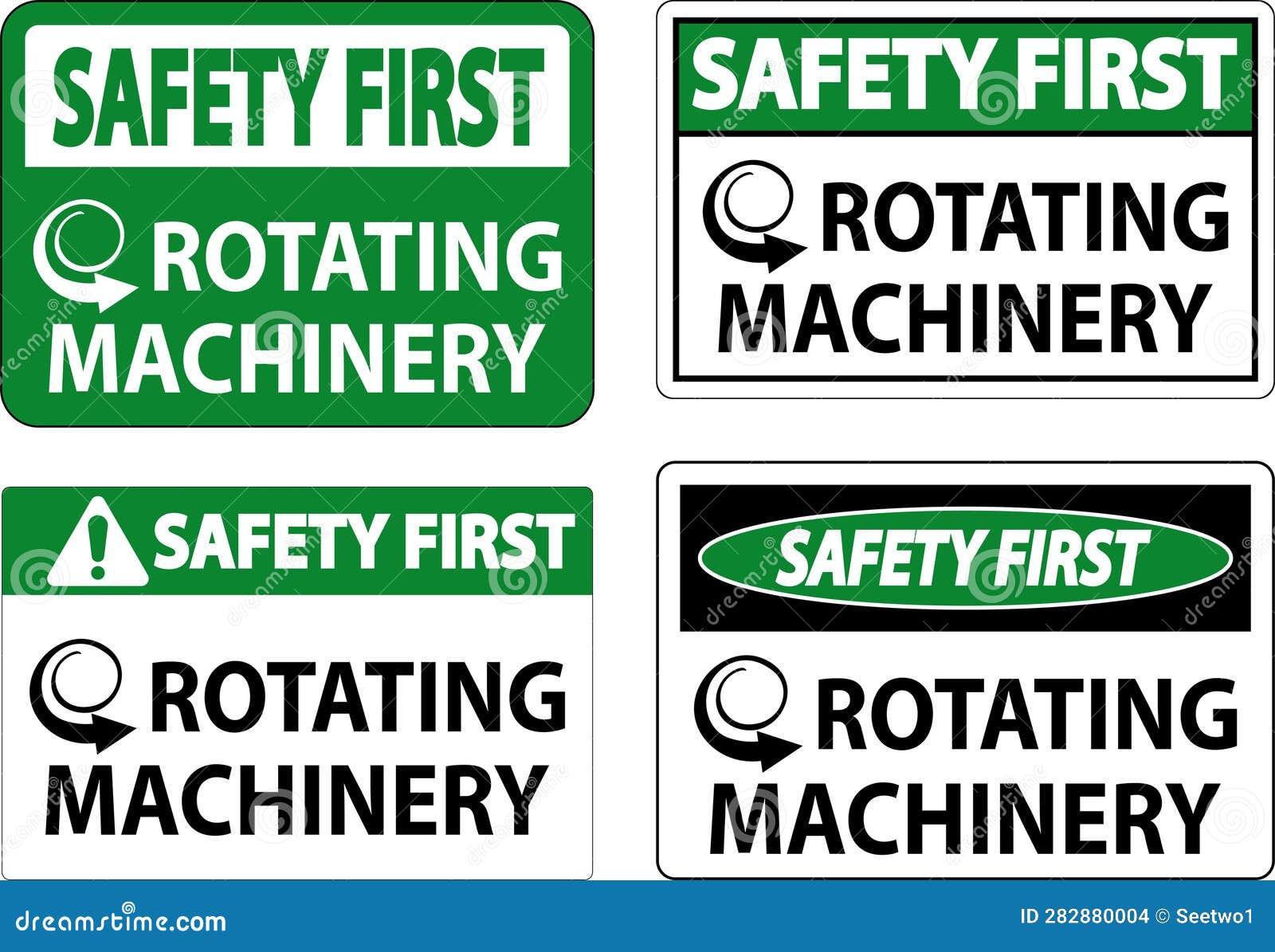 Safety First Sign Rotating Machinery on White Background Stock Vector ...
