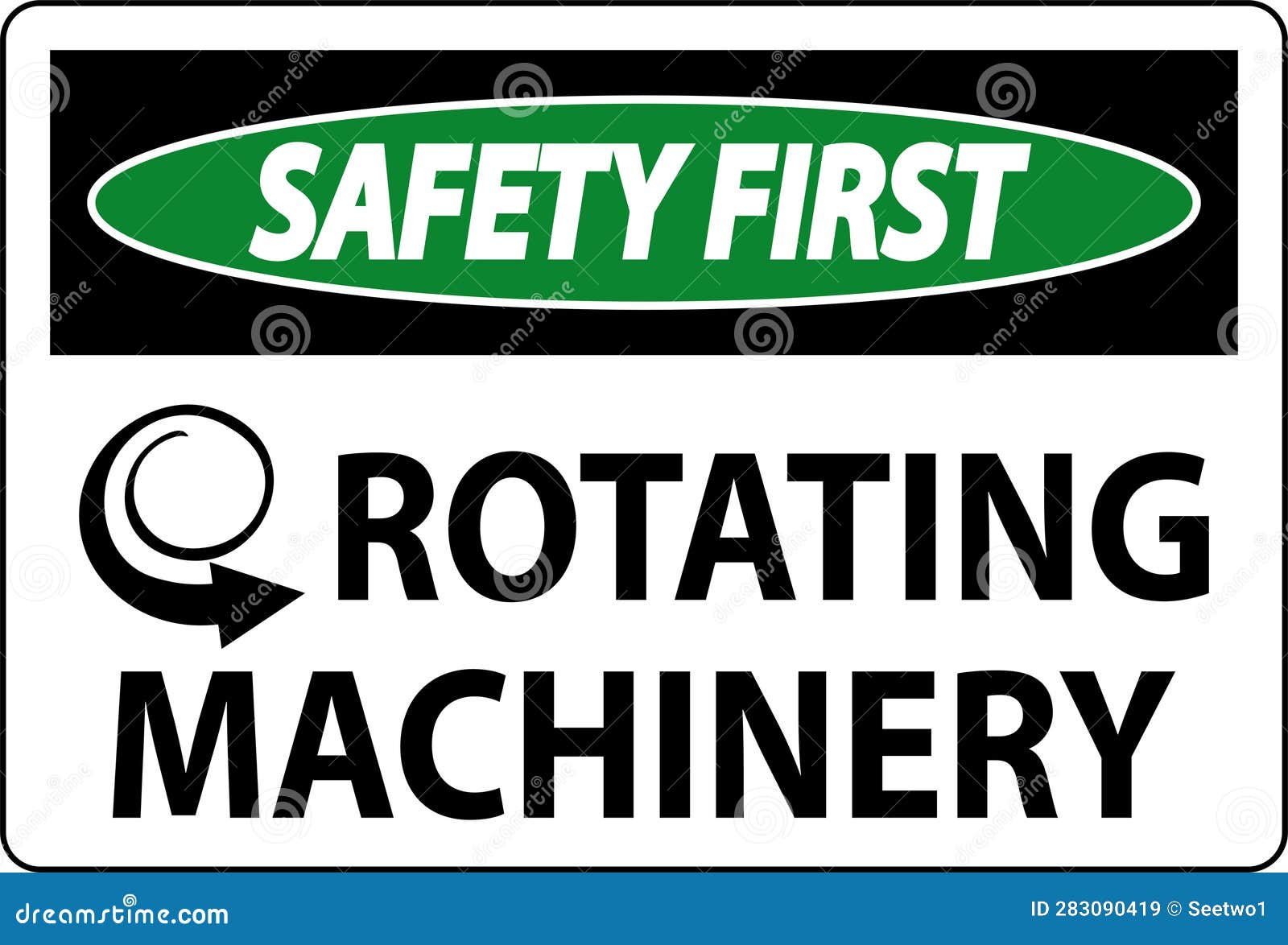 Safety First Sign Rotating Machinery on White Background Stock Vector ...