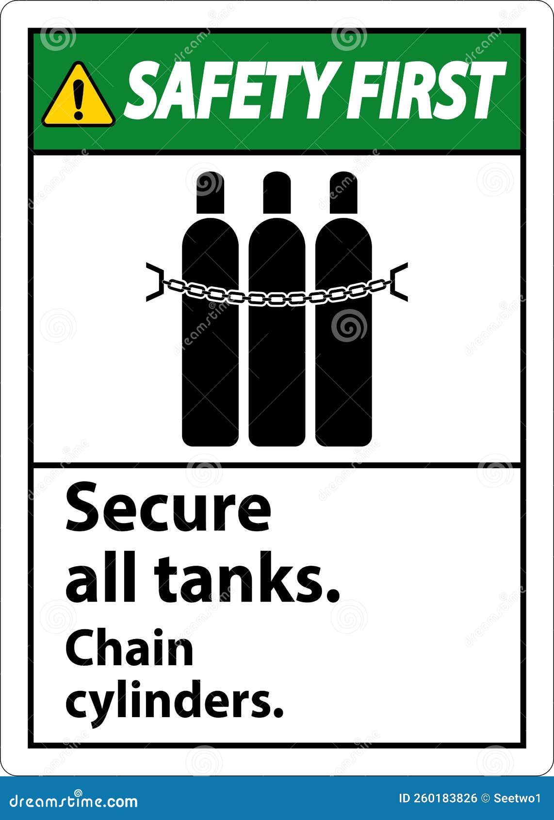 Safety First Sign Secure All Tanks, Chain Cylinders Stock Vector ...