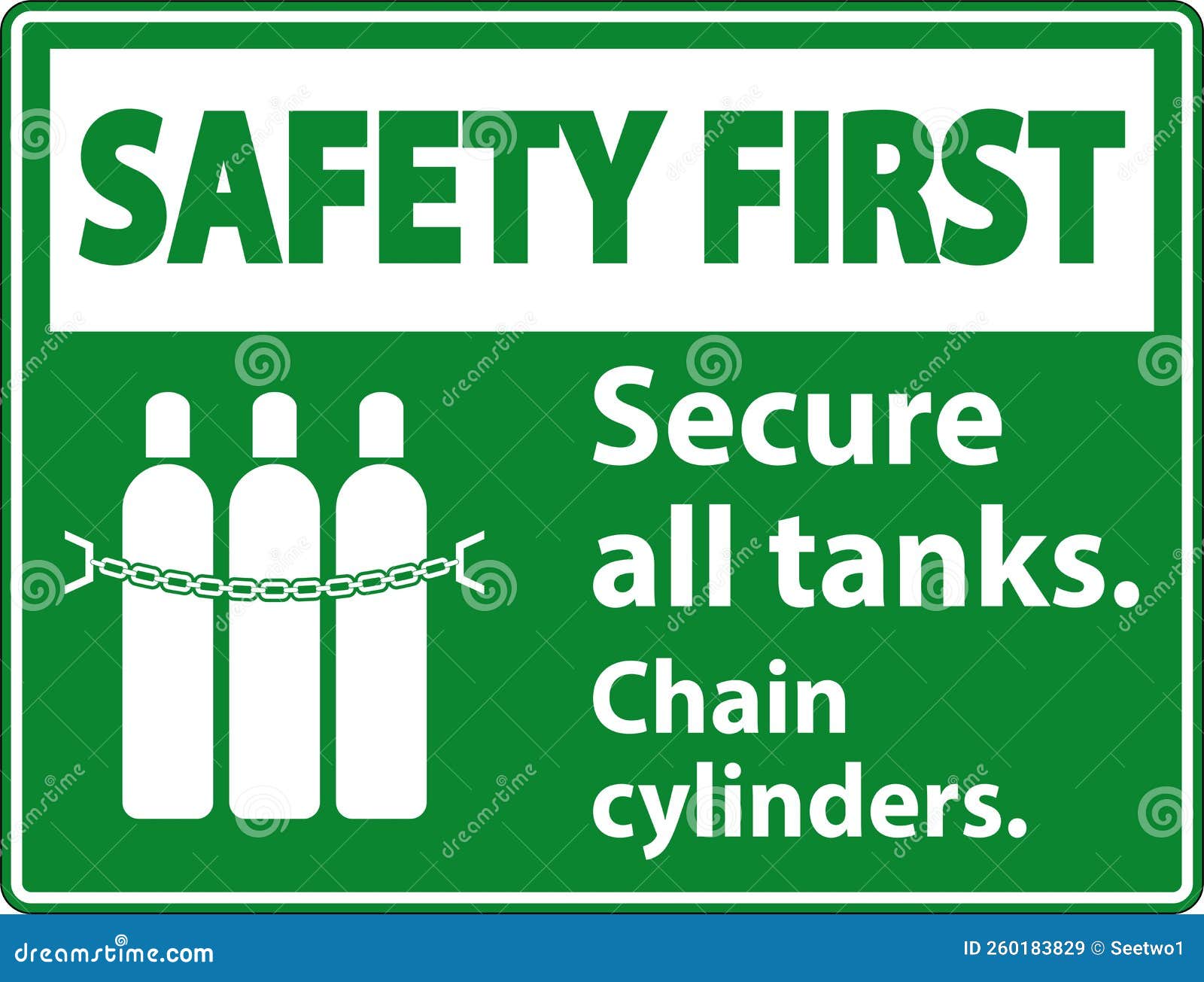 Safety First Sign Secure All Tanks, Chain Cylinders Stock Vector ...