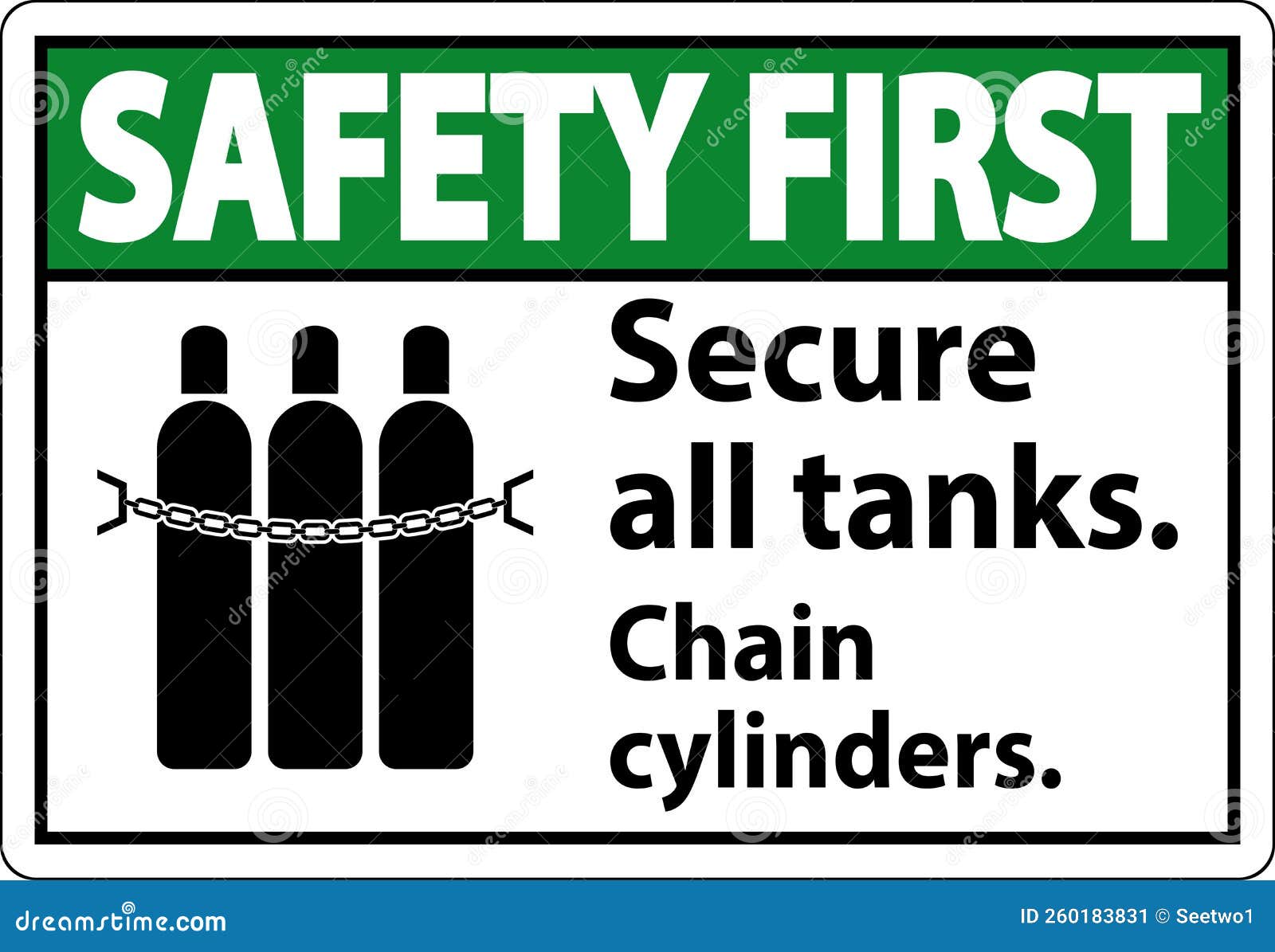 Safety First Sign Secure All Tanks, Chain Cylinders Stock Vector ...