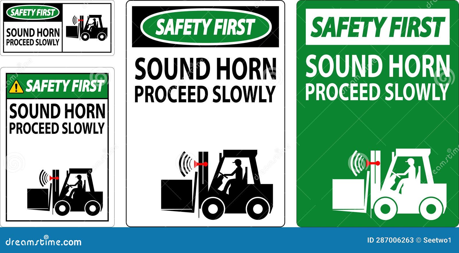 Safety First Sign Sound Horn Proceed Slowly Stock Vector - Illustration ...