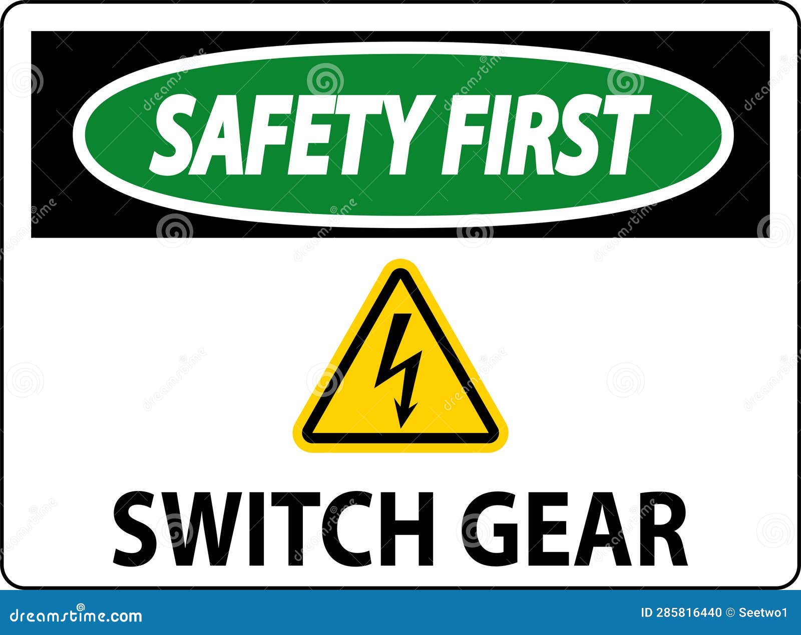 Safety First Sign, Switch Gear Sign Stock Vector - Illustration of ...