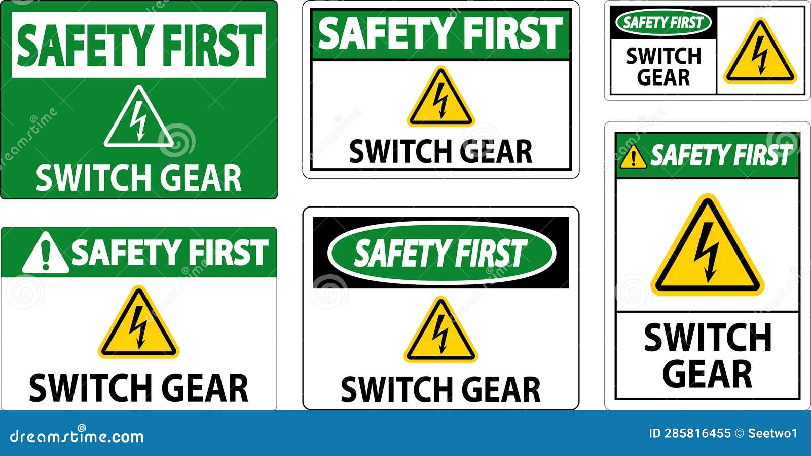 Safety First Sign, Switch Gear Sign Stock Vector - Illustration of ...