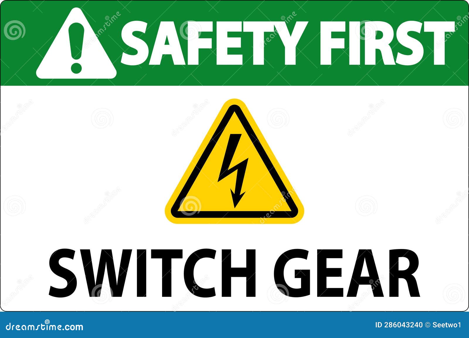 Safety First Sign, Switch Gear Sign Stock Vector - Illustration of ...