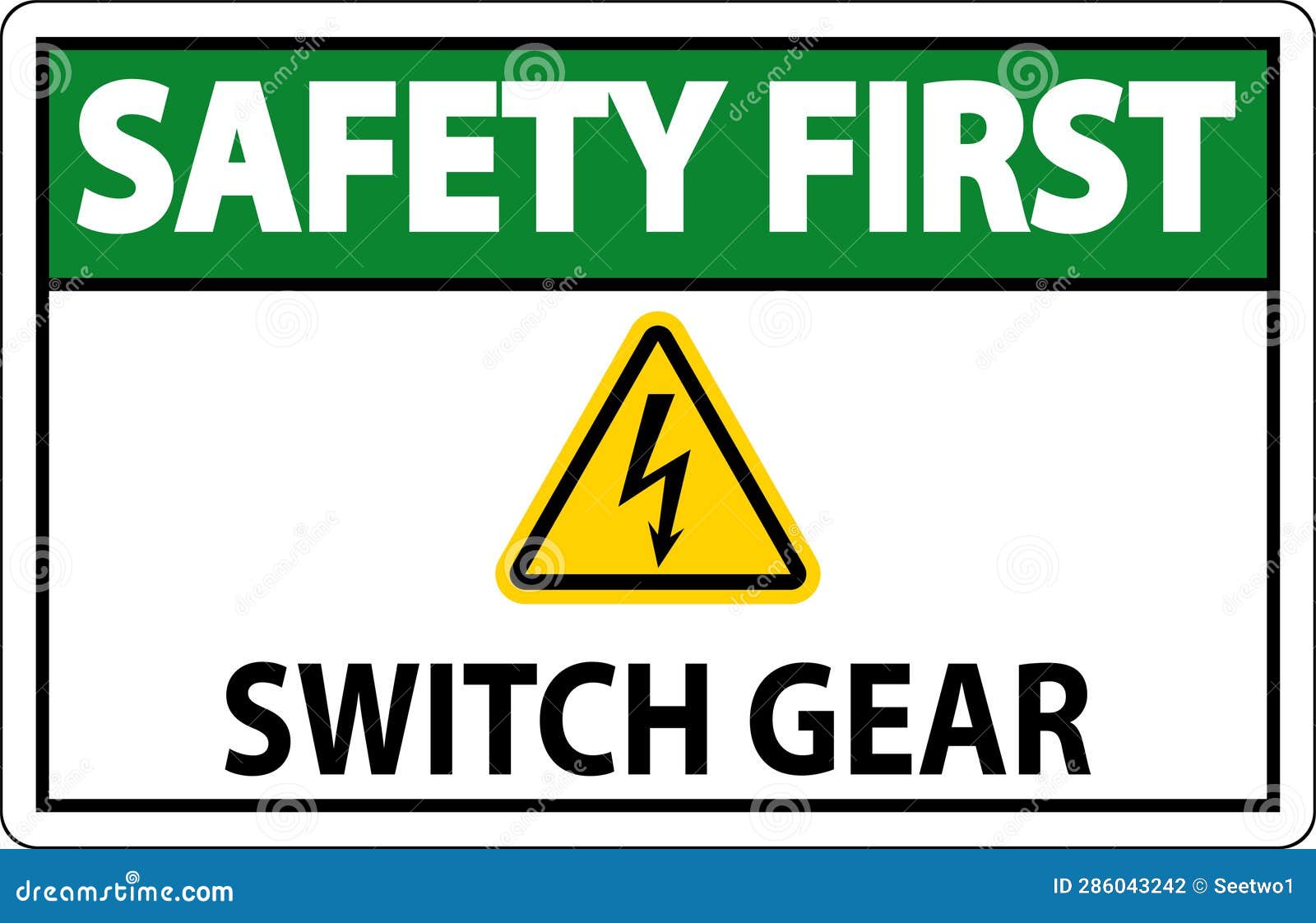 Safety First Sign, Switch Gear Sign Stock Vector - Illustration of ...