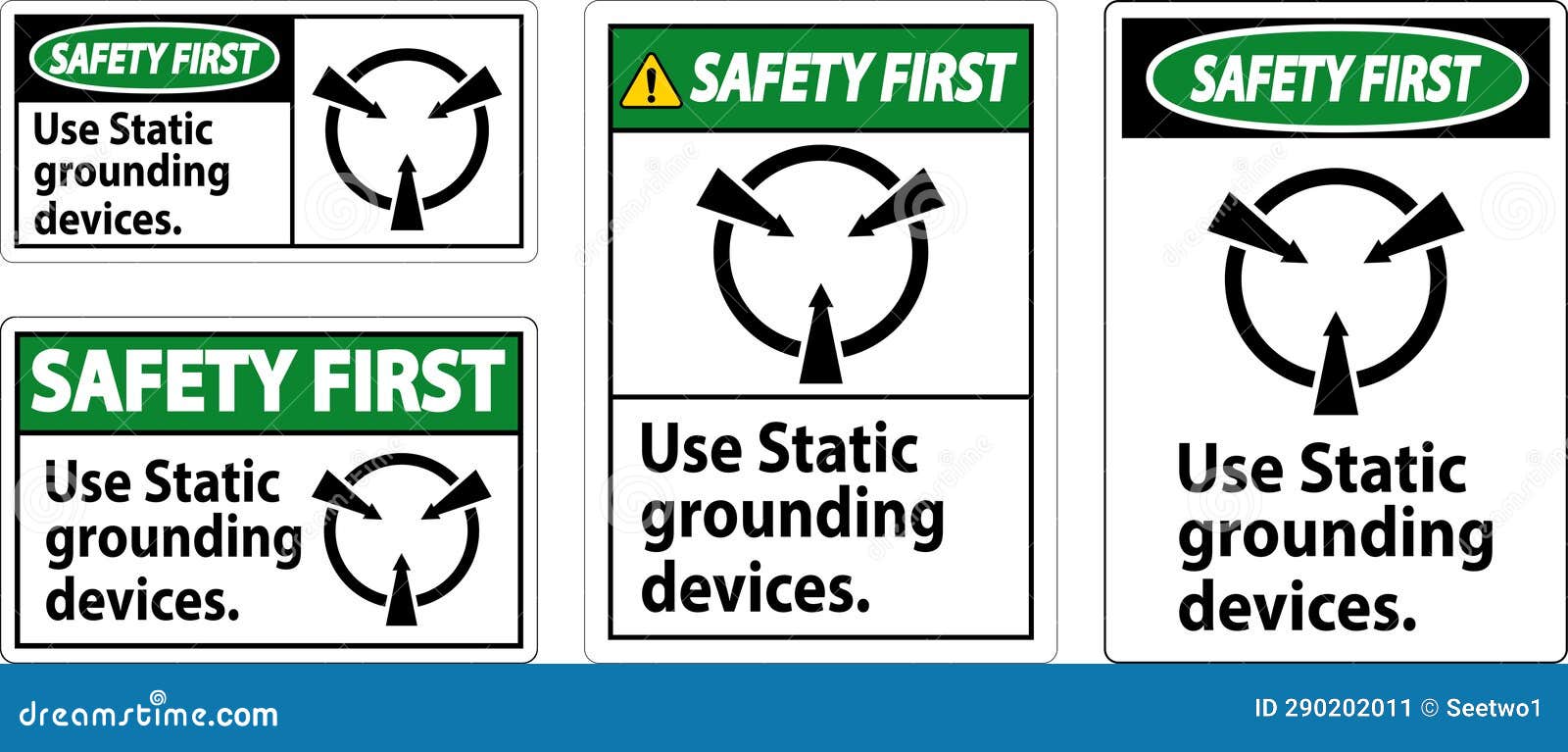 Safety First Sign Use Static Grounding Devices Stock Vector ...