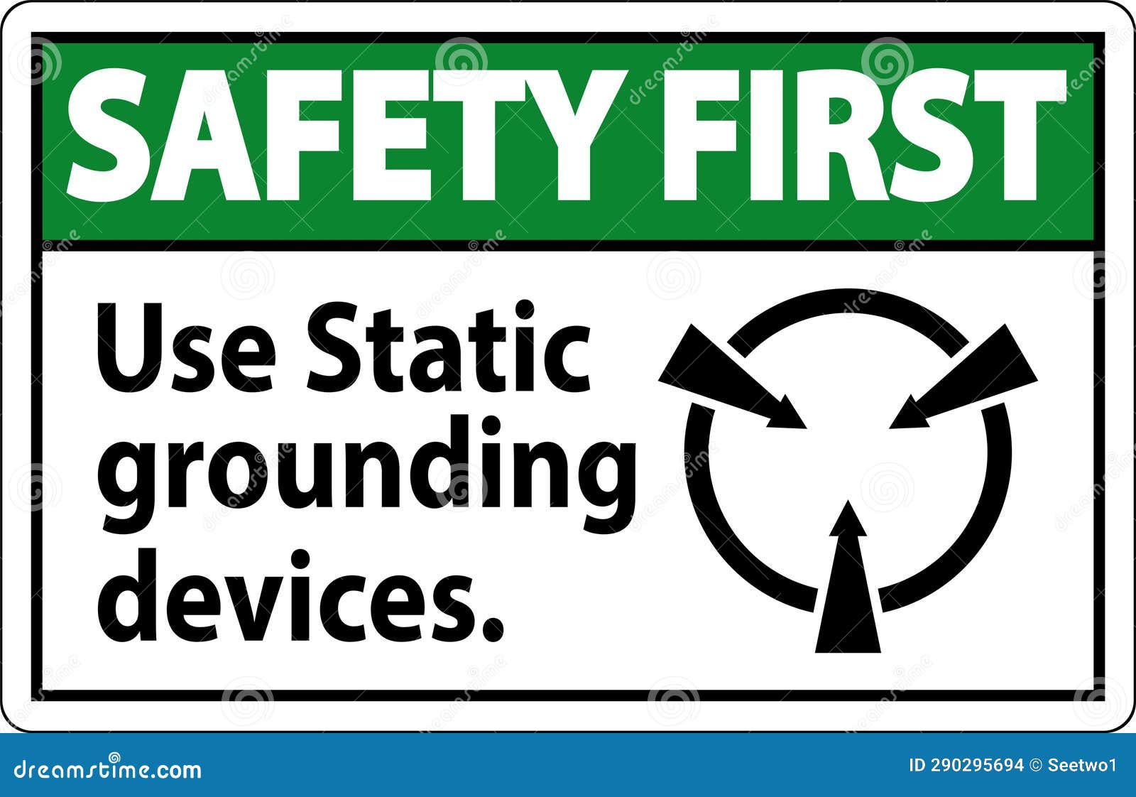 Safety First Sign Use Static Grounding Devices Stock Vector ...