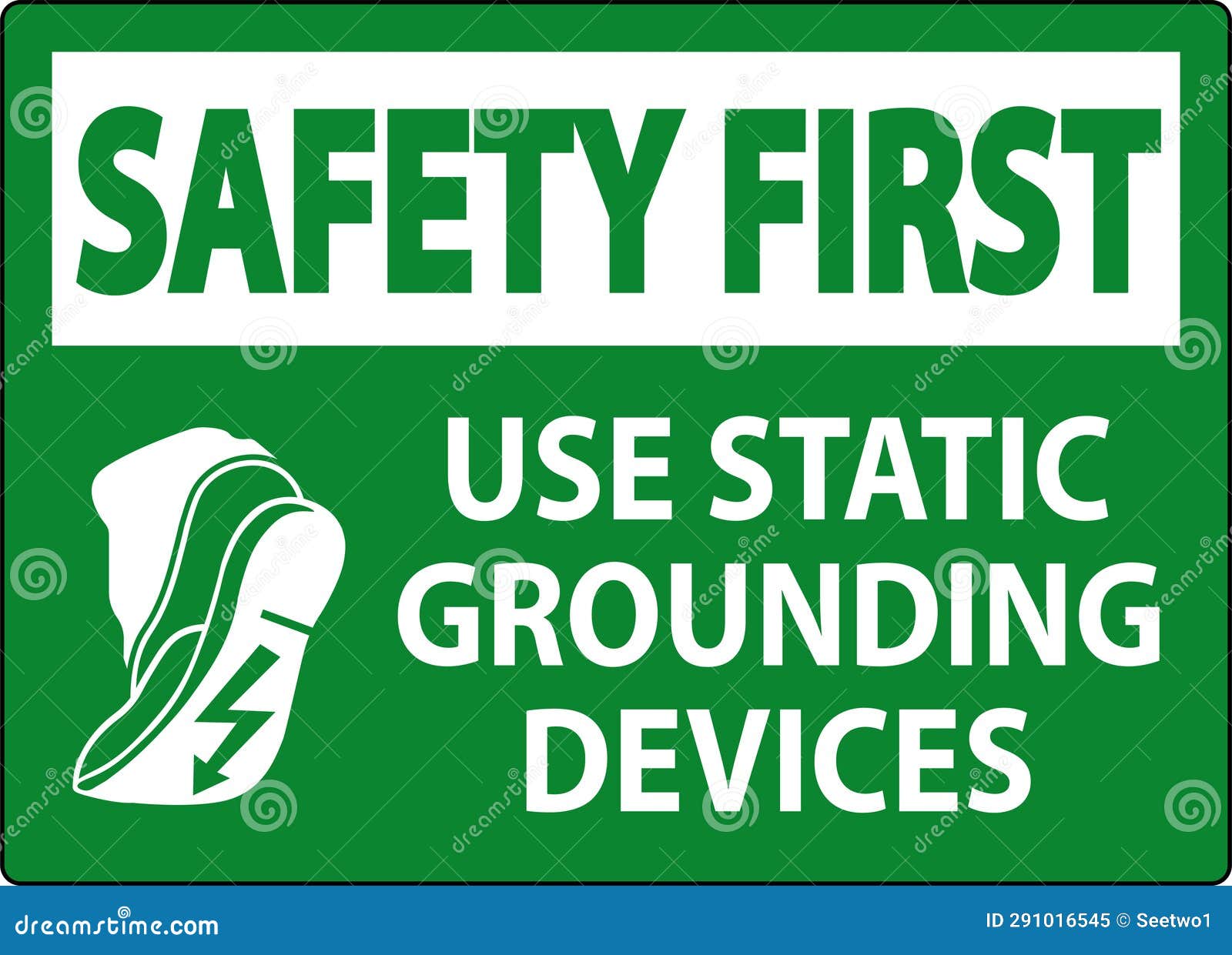 Safety First Sign Use Static Grounding Devices Stock Vector ...