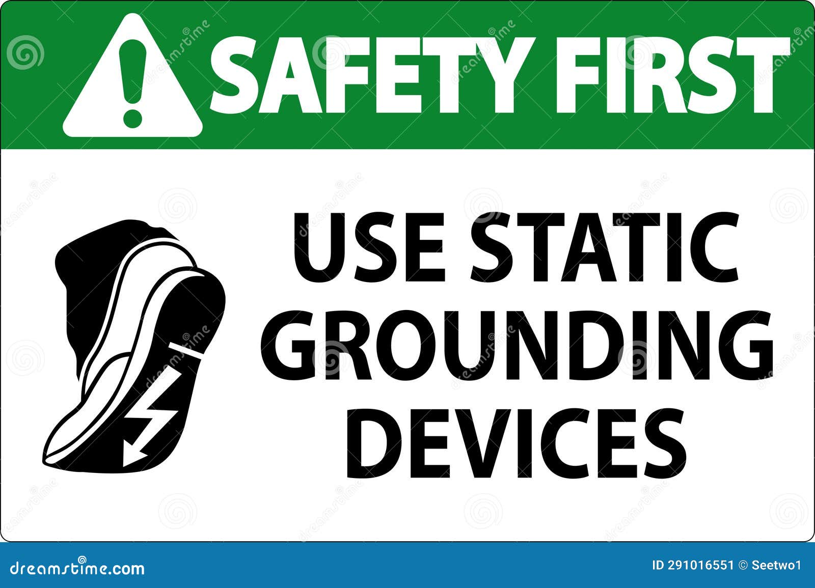 Safety First Sign Use Static Grounding Devices Stock Vector ...