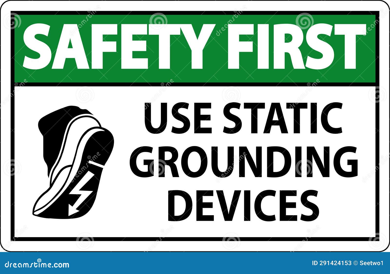 Safety First Sign Use Static Grounding Devices Stock Vector ...