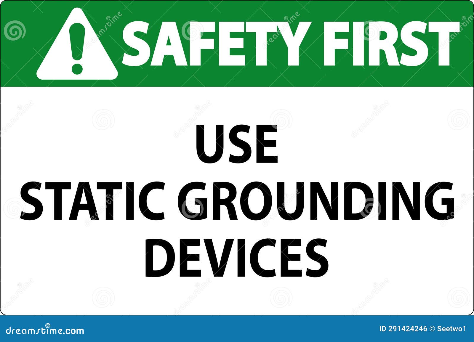 Safety First Sign Use Static Grounding Devices Stock Vector ...