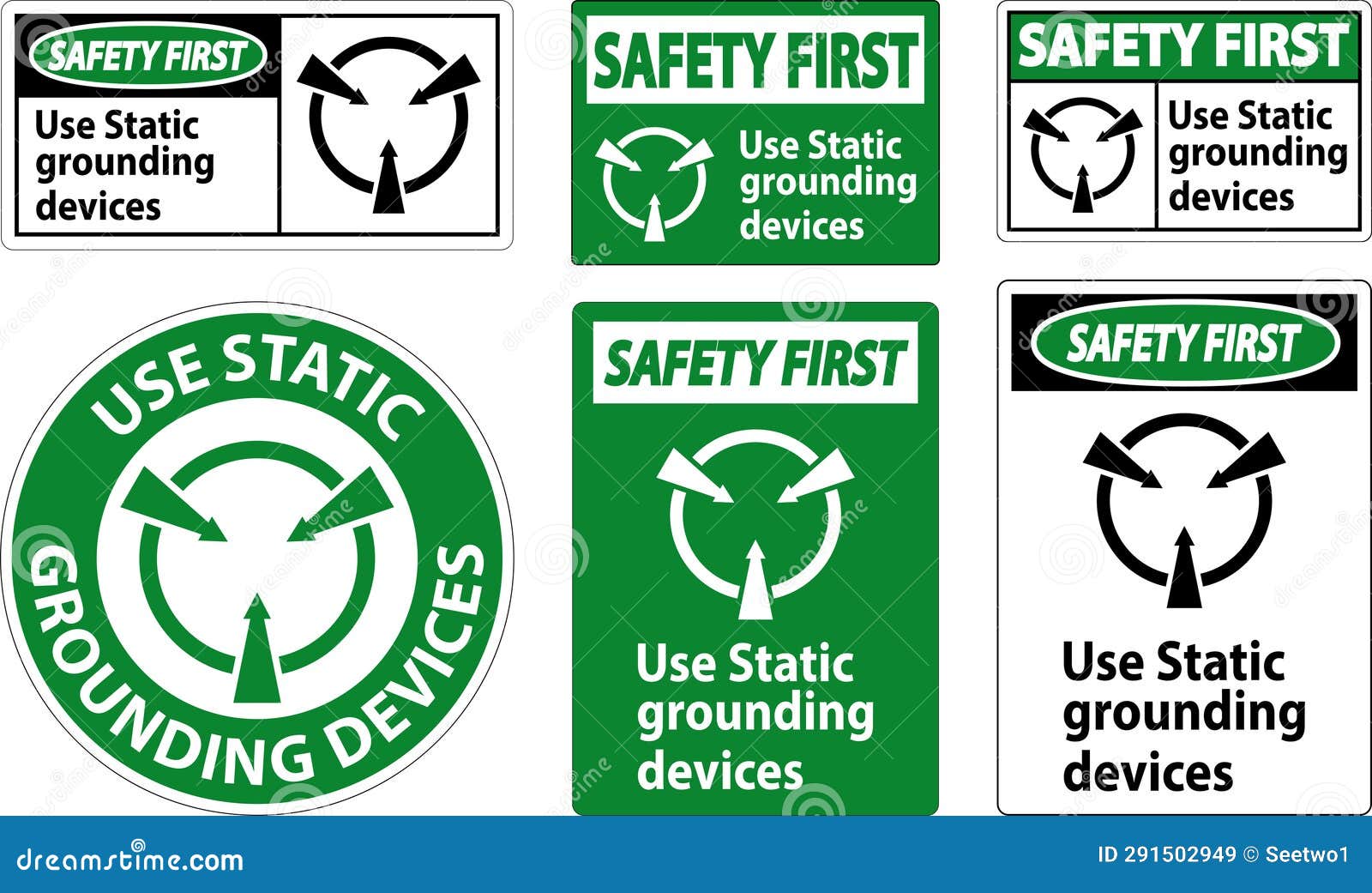 Safety First Sign Use Static Grounding Devices Stock Vector ...