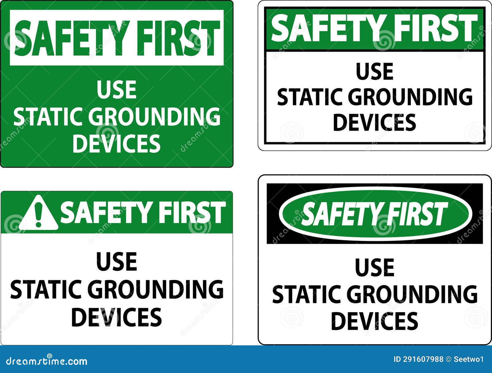 Safety First Sign Use Static Grounding Devices Stock Vector ...